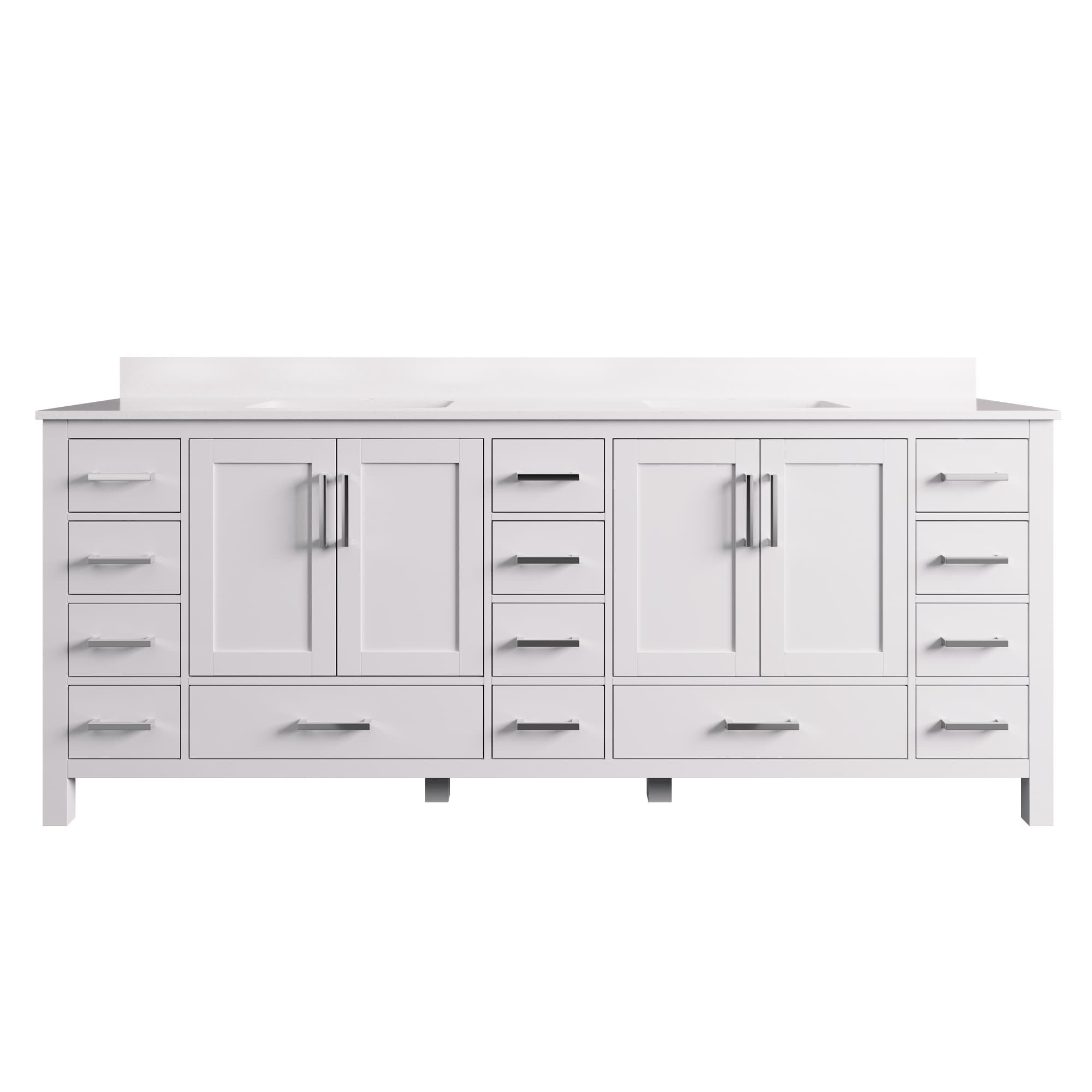 84-Inch Double Sink Bathroom Vanity with Solid Wood Frame, Cultured ...