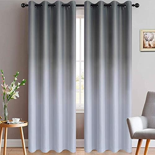 84 Inch Length Gray and Greyish White Light Blocking Gradient Color ...