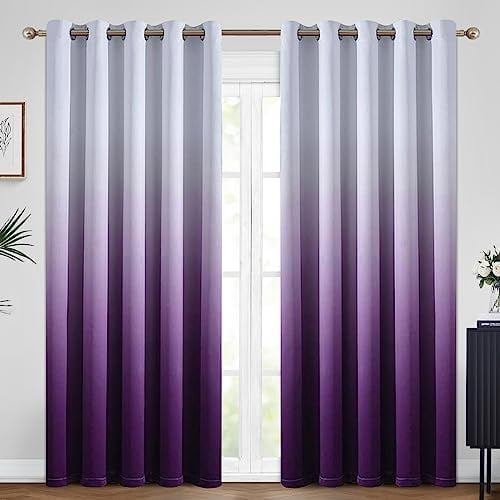 84 Inch Long Ombre Curtains,Thermal Insulated Light Blocking Greyish ...