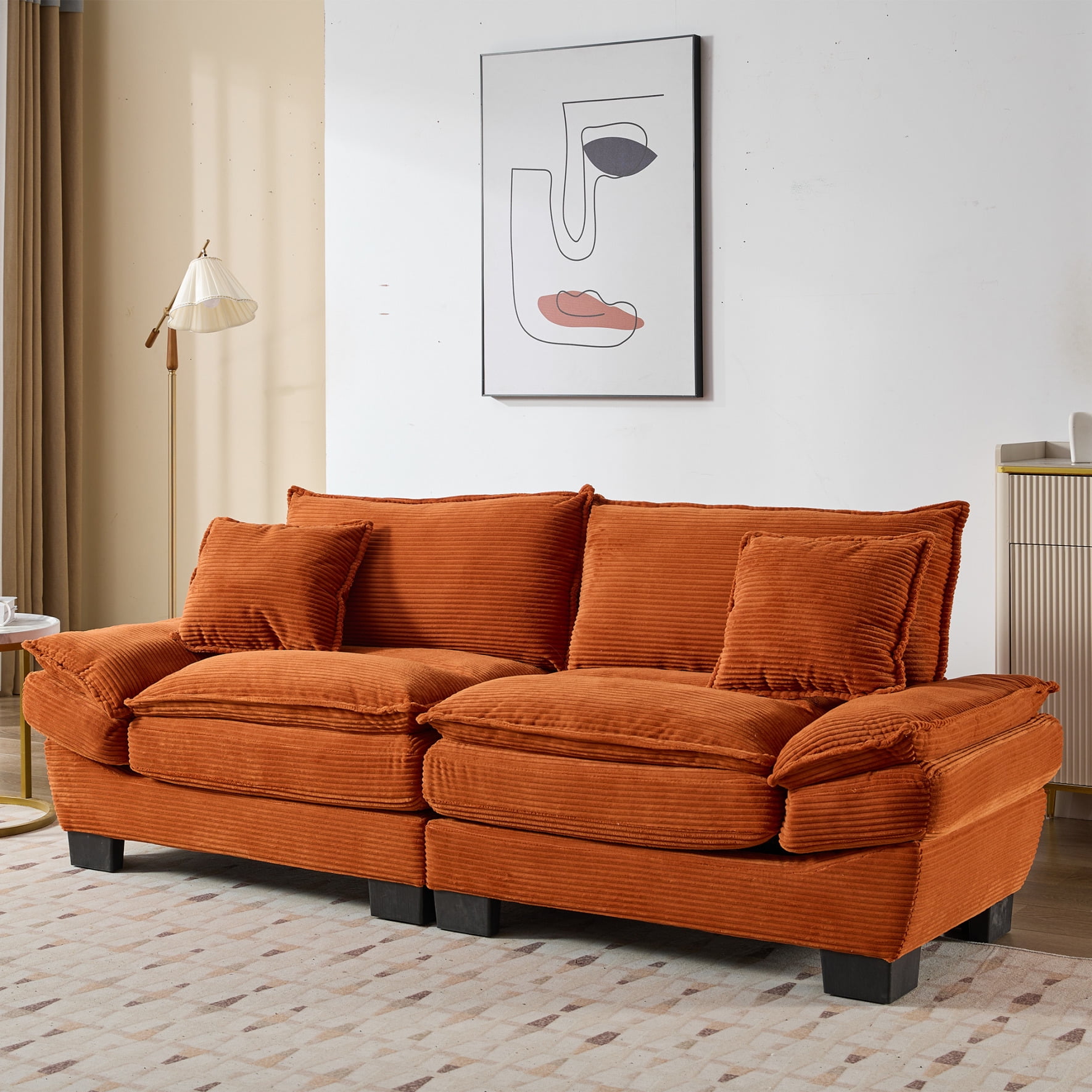 84 Inch Love Seat Couches, Upholstered Sofa Sleeper Couch with Pillows ...
