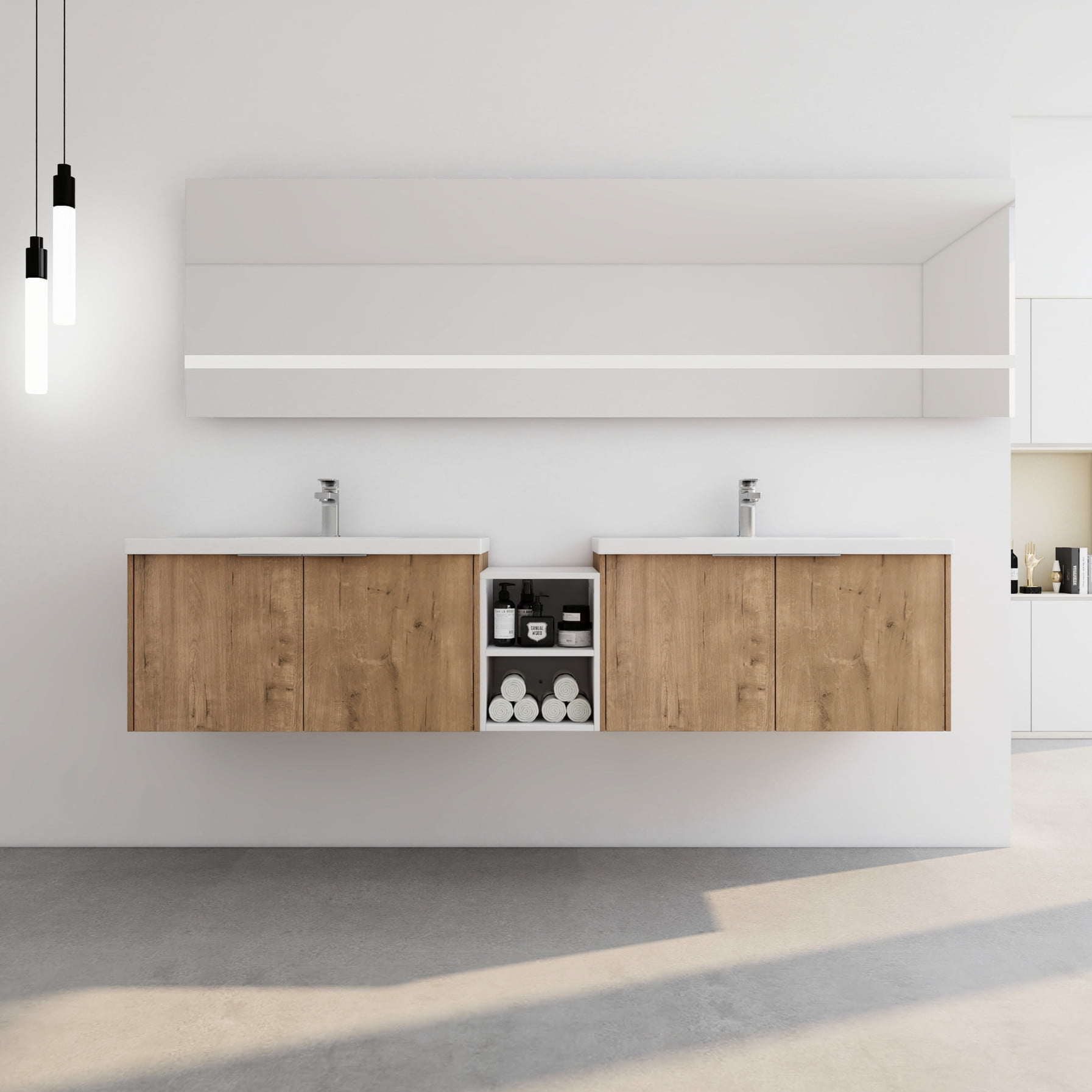 84-Inch, Melamine Finish - Vanity with Sink & Storage - Bathroom Usage ...