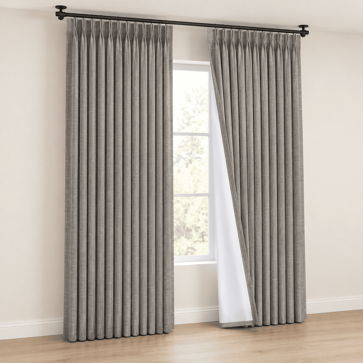 84 Inch Pinch Pleat Curta& Drapes For Bedroom Blackout Flax Linen ...