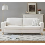 84-Inch White Bouclé Loveseat Sofa, Modern Couch with Streamlined ...