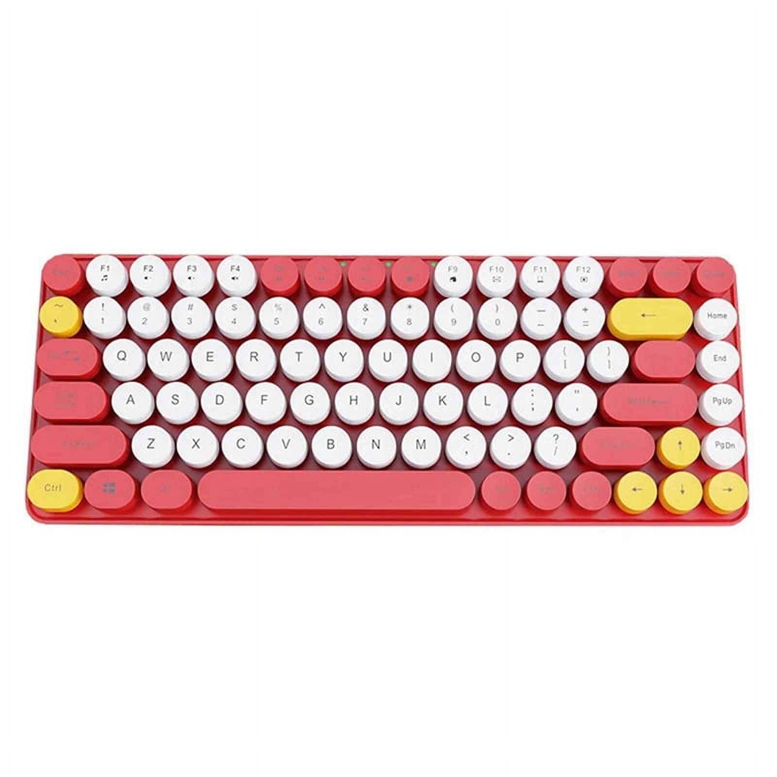 84-Key 2.4G Wireless Keyboard Retro Round Keycap Keyboard for Laptops ...