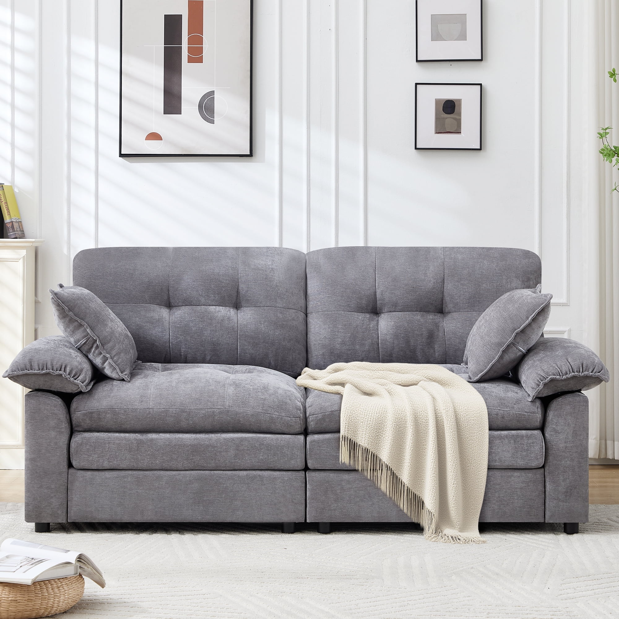84" Loveseat Sofa, Modern Couches for Living Room,Double-Layer Cushion ...