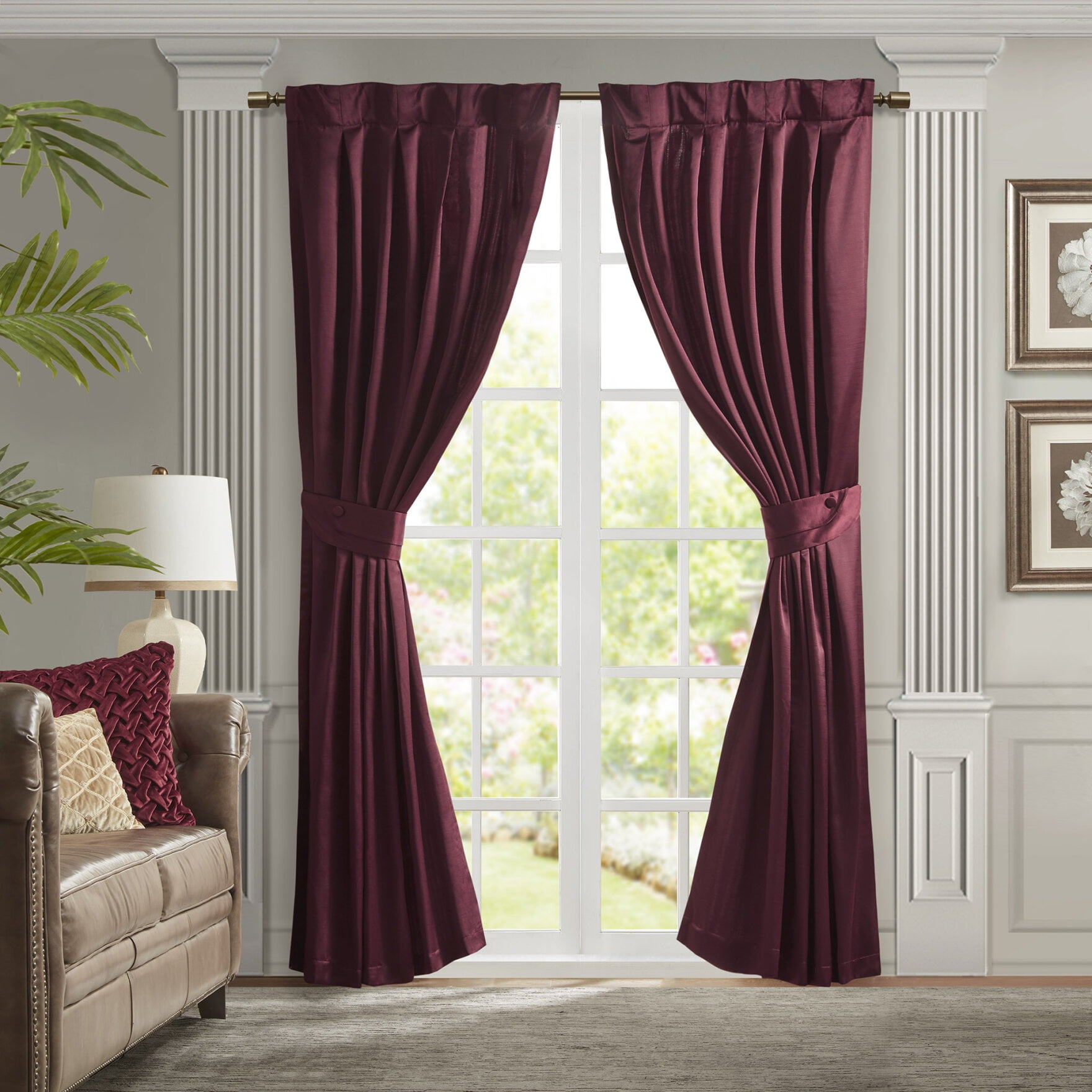 84"Lx52"W Single Window Pleat Curtain Panel with Tieback, Oeko-tex ...