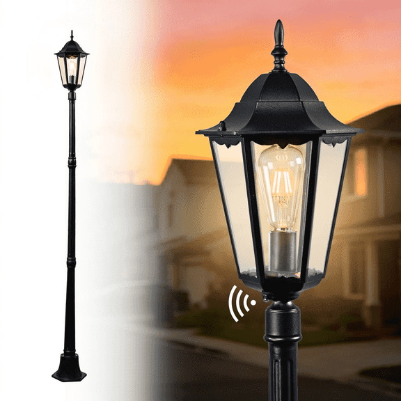 Outdoor Lamp Posts for Patio and Garden in Black and Vintage Styles