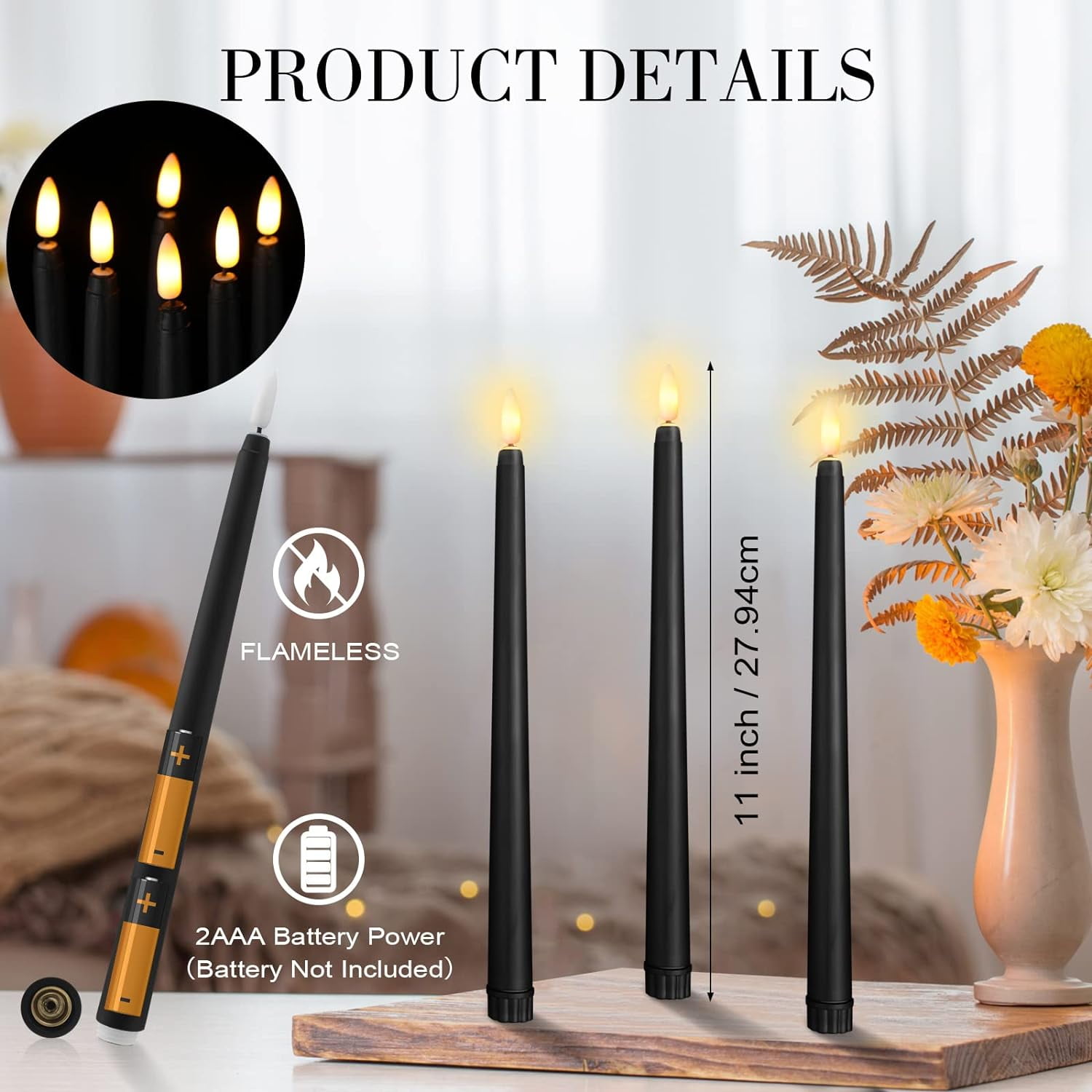 Flameless Taper Candles Bulk