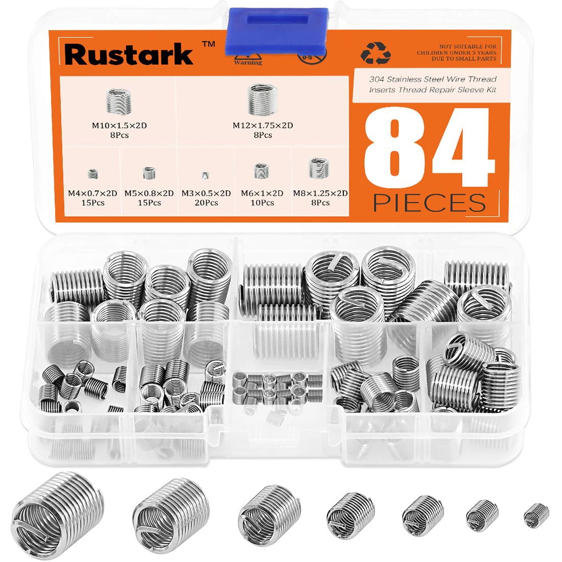 84 Pcs 304 Stainless Steel Metric M3 M4 M5 M6 M8 M10 M12 Wire Thread ...