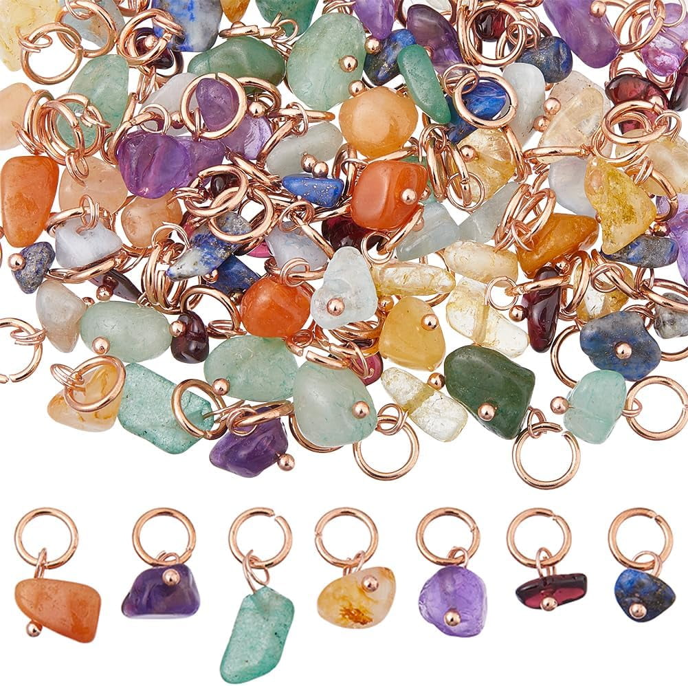 84 Pcs 7 Colors Mixed Natural Stone Charms Natural Gemstone Pendants ...
