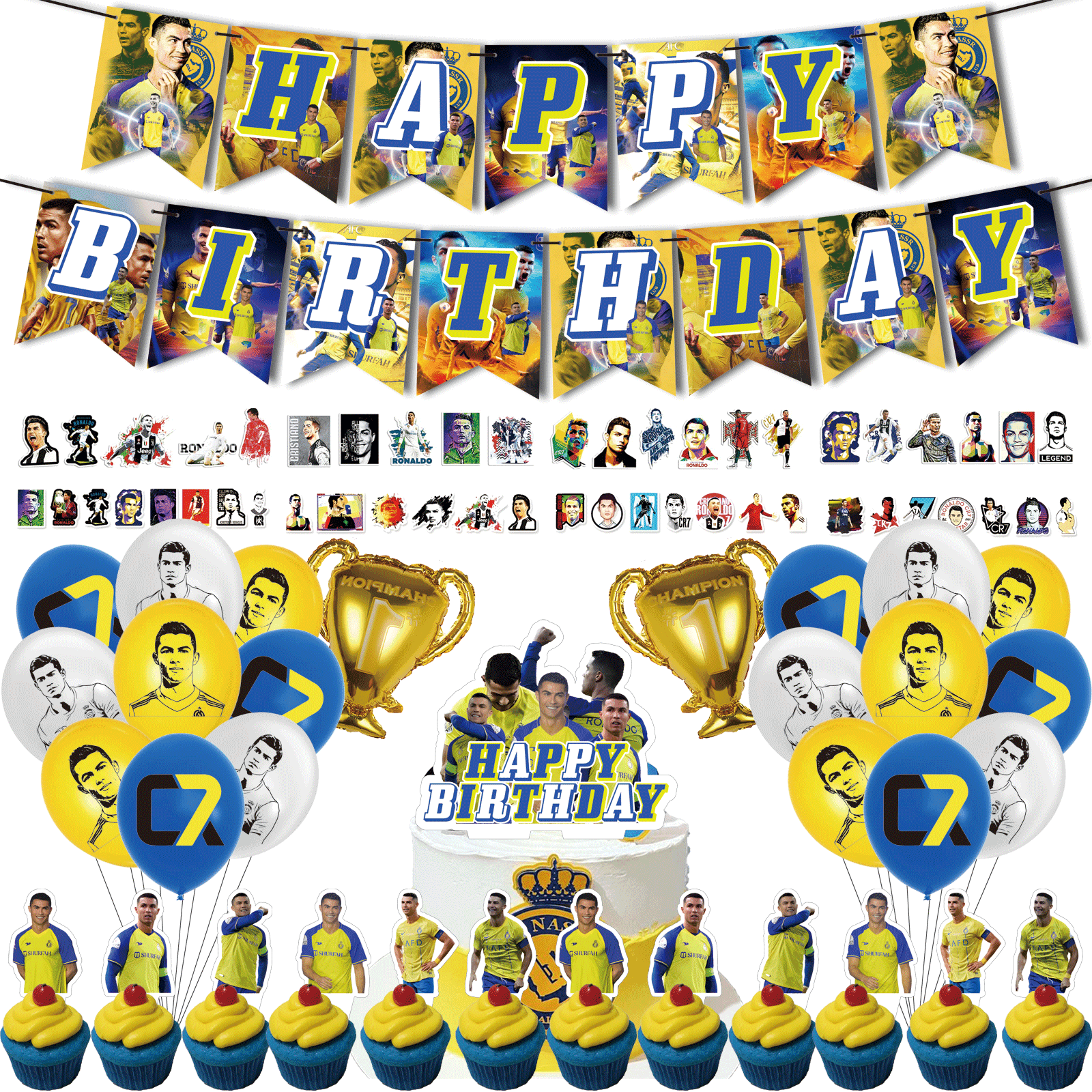84 Pcs For Cristiano Soccer Theme For Ronaldo Birthday Party Decoration ...