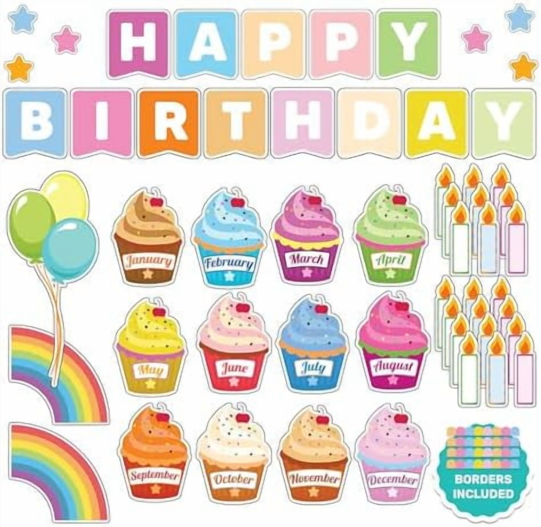 84 Pcs Cutouts Cupcake Birthday Boards for Classroom Set with ...