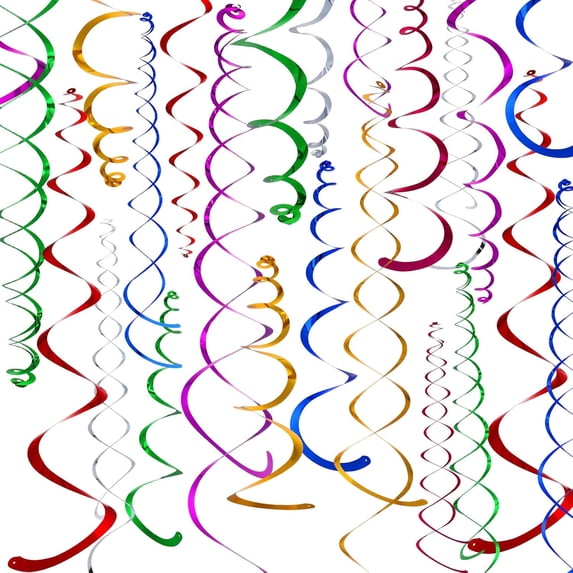 84 Pcs Hanging Swirls Decoration Colorful Ceiling Swirl Foil Streamers ...