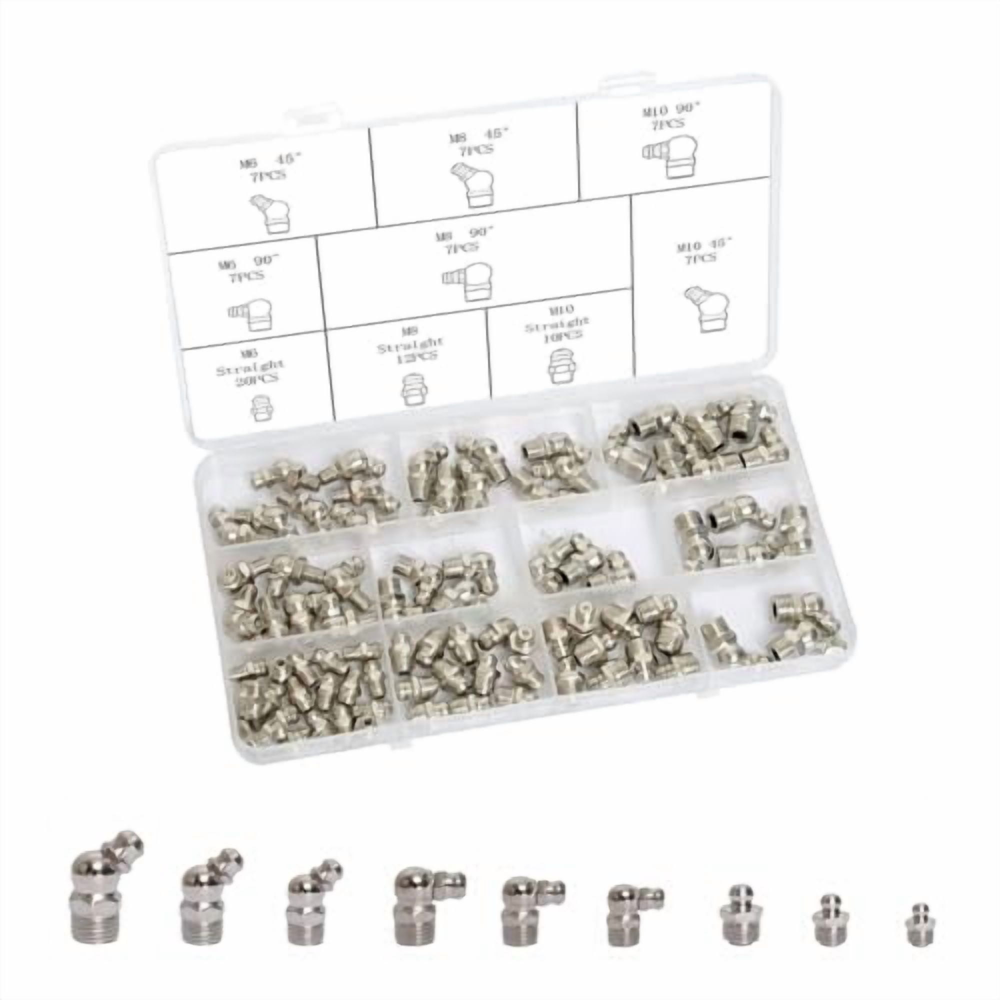 84 Pcs Metric Grease Fittings Kit Zerk Grease Fittings Hydraulic Zerk ...