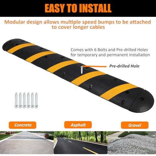 84" Rubber Speed Bumps, Heavy Duty Speed Bumps for Driveway Rubber ...