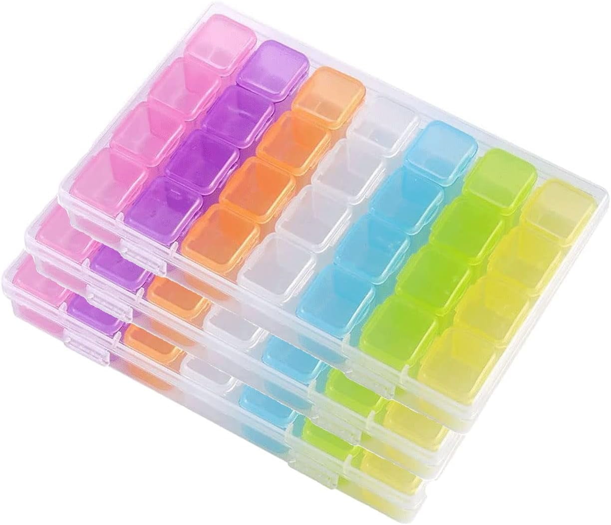 84 Slots Storage Containers, 3Pack 28 Grids Clear Accessories and Tools ...