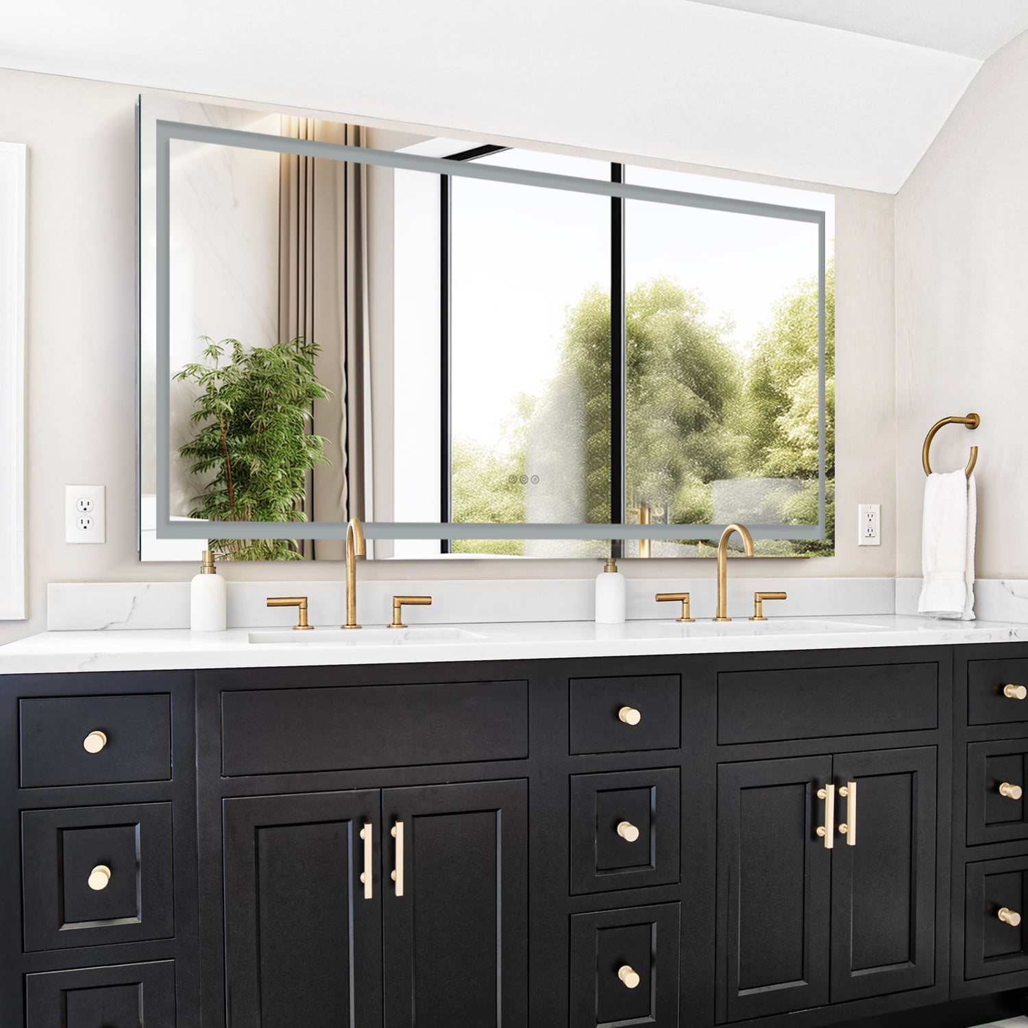 84"X48" Frameless Bathroom LED Mirror,Anti-Fog,Memory Function,Wall ...