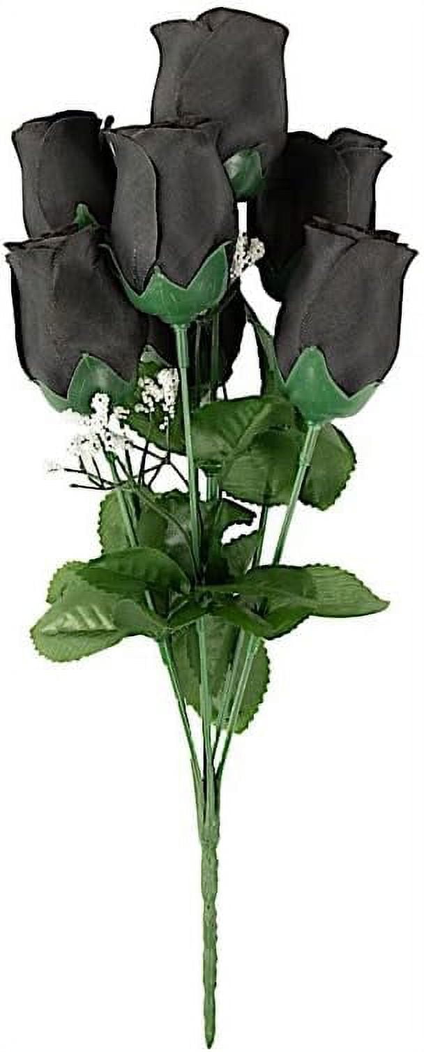 84 Black Rose Buds - 12 Bushes - Artificial Flowers Wedding Party ...