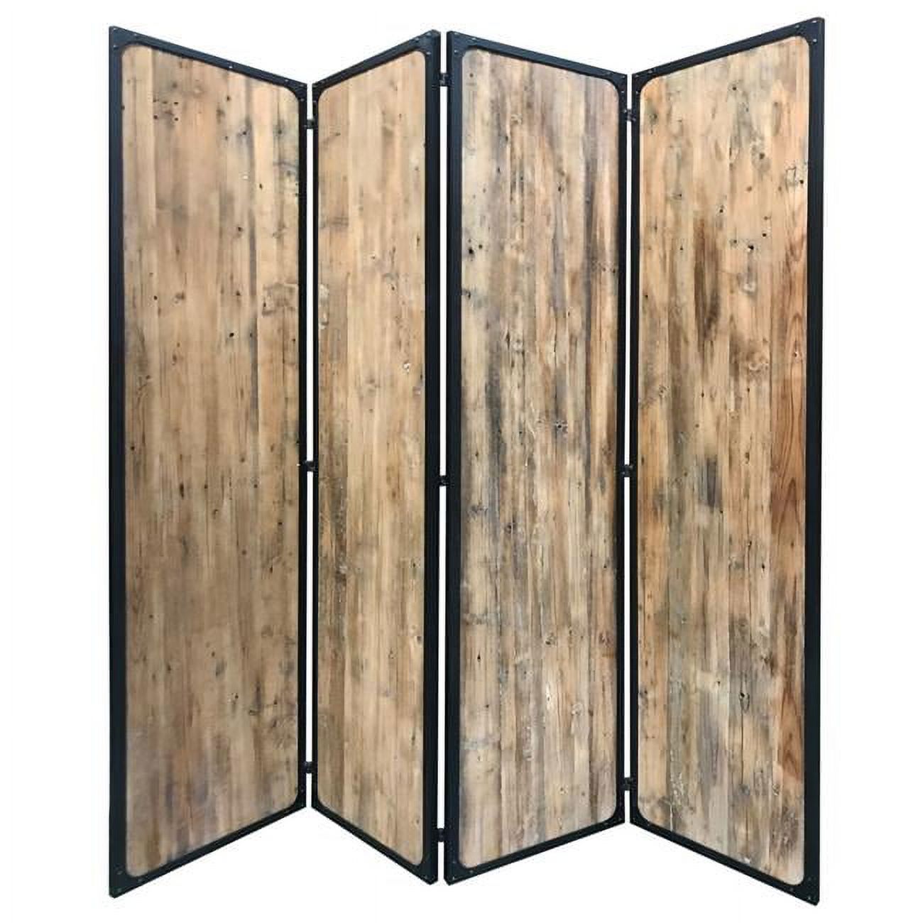 84 in. 4 Panel Metal Frame Room Divider, Black & Brown - Walmart.com