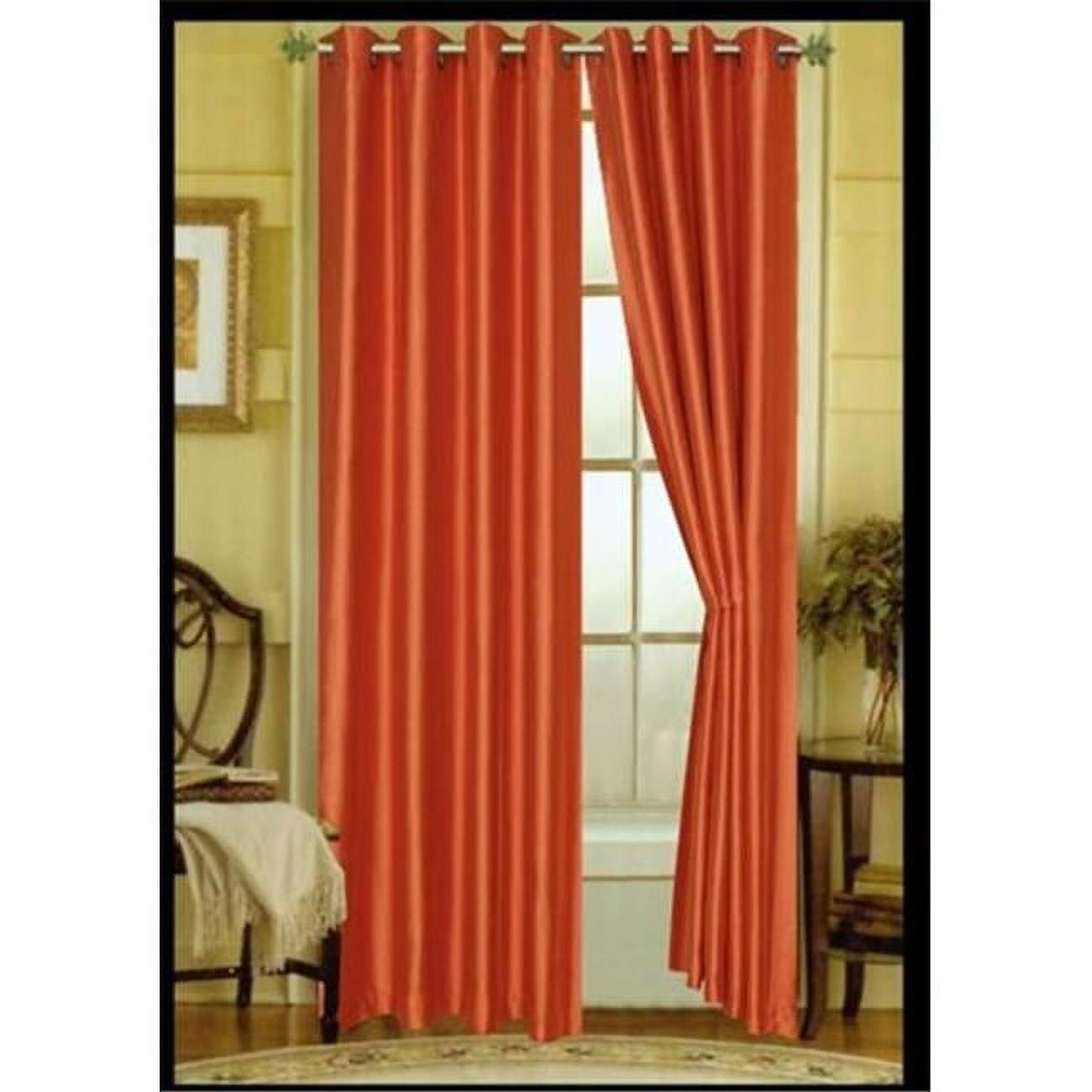 84 in. Elaine Faux Silk Panel with Grommets in Orange - Walmart.com