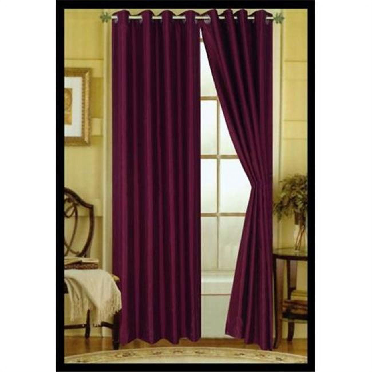 84 in. Elaine Faux Silk Panel with Grommets in Purple - Walmart.com