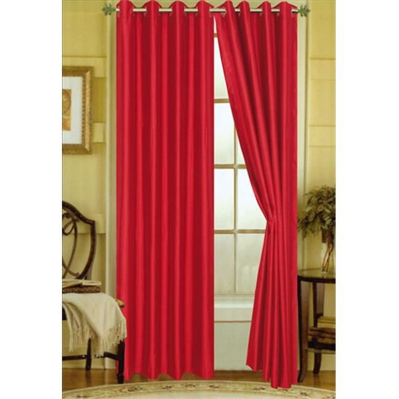 84 in. Elaine Faux Silk Panel with Grommets in Red - Walmart.com