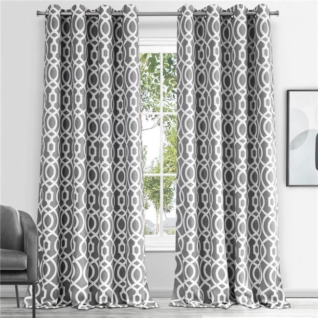 84 in. Gray Trellis Black Out Window Curtain Panel - Walmart.com