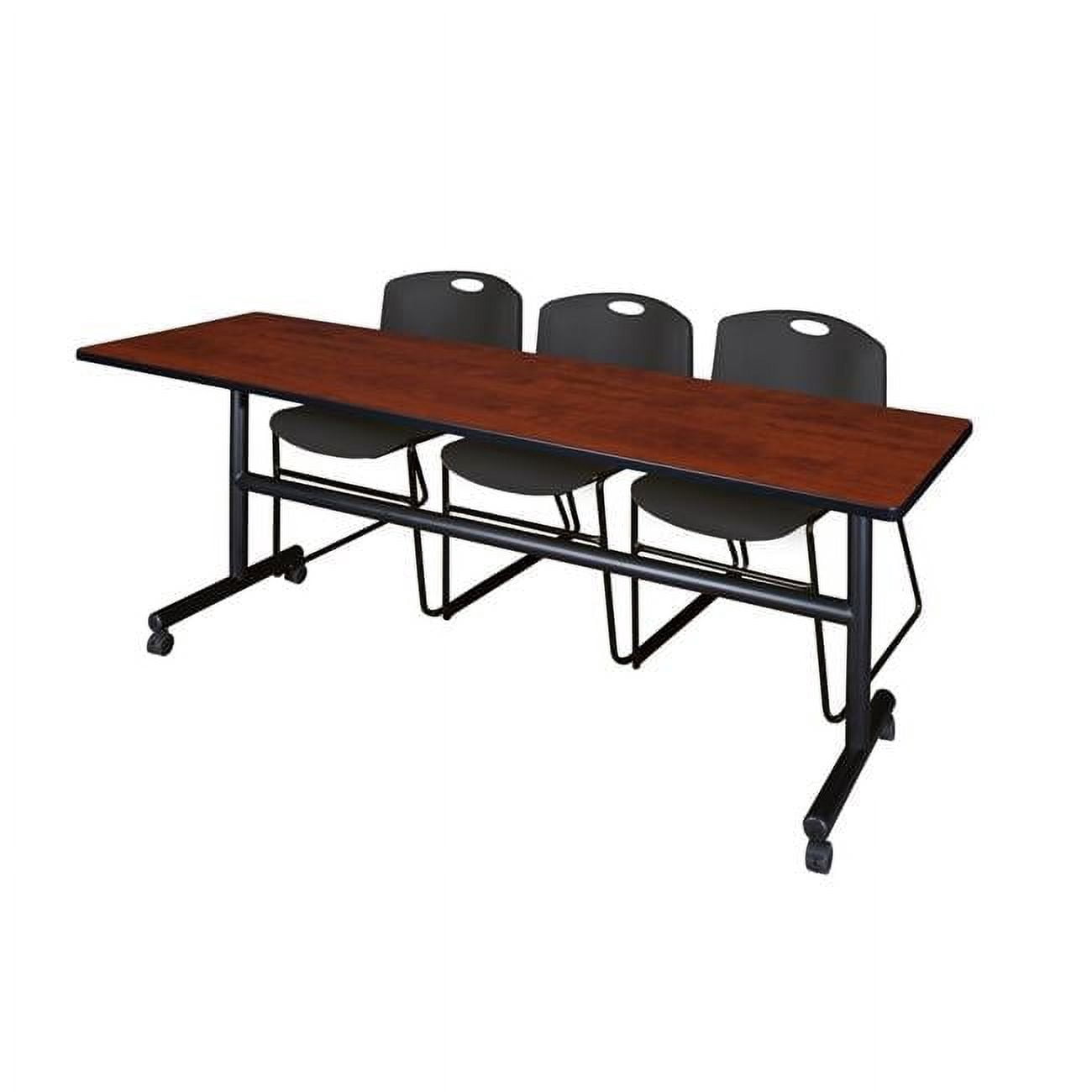 84 in. Kobe Flip Top Mobile Training Table with Cherry & Black 3 Zeng ...