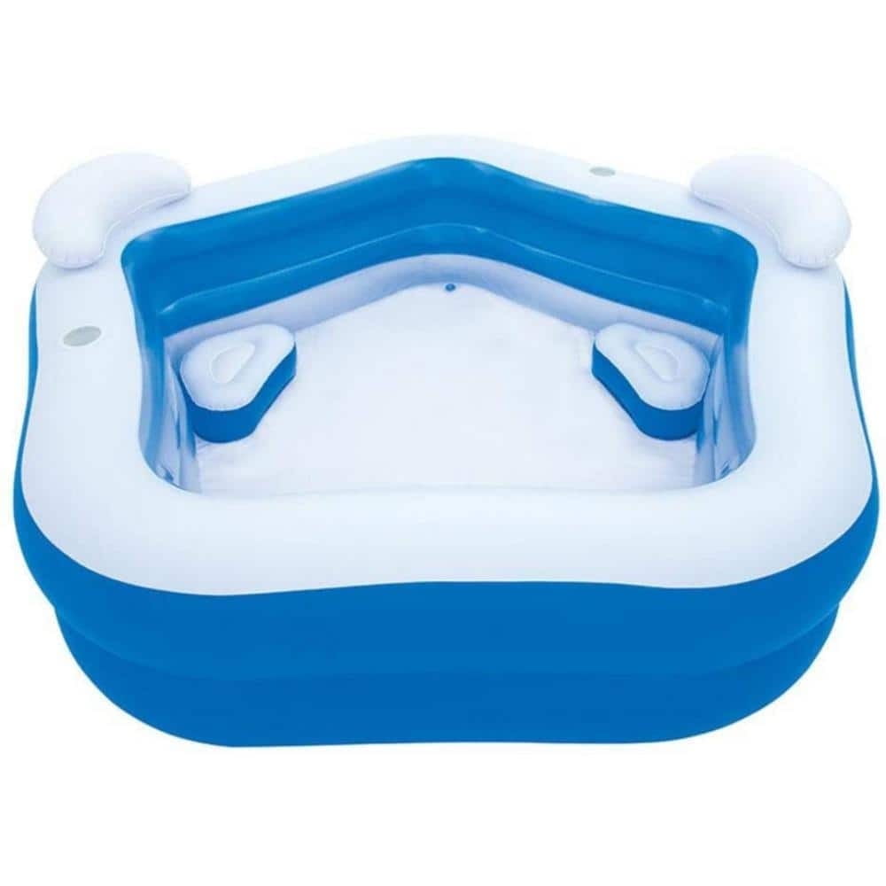 84 in. L x 82 in. W x 27 in. H Blue 2-Seat Rectangle Inflatable Pool ...