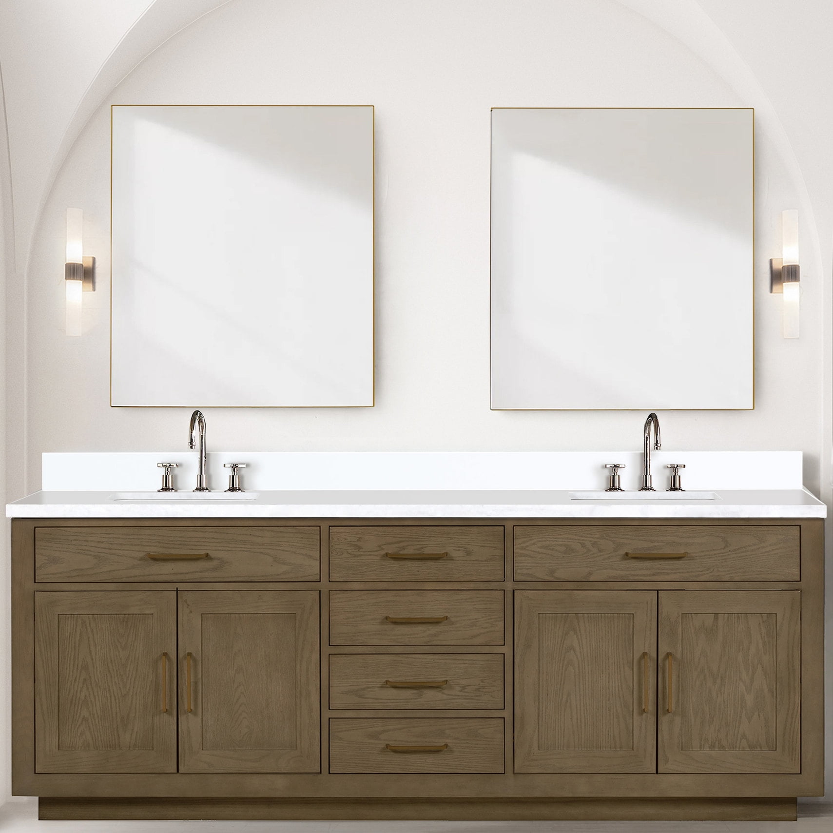 84 in. W Grey Oak | Solid Wood & MDF Panels | Double Bath Vanity ...
