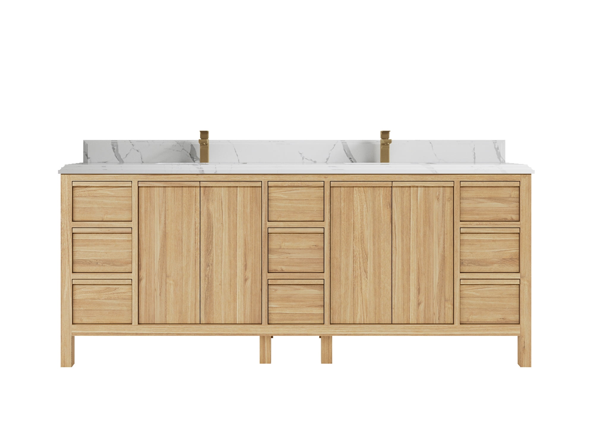 84 in. W x 22 in. D Elizabeth Teak Double Sink Bathroom Vanity in Light ...