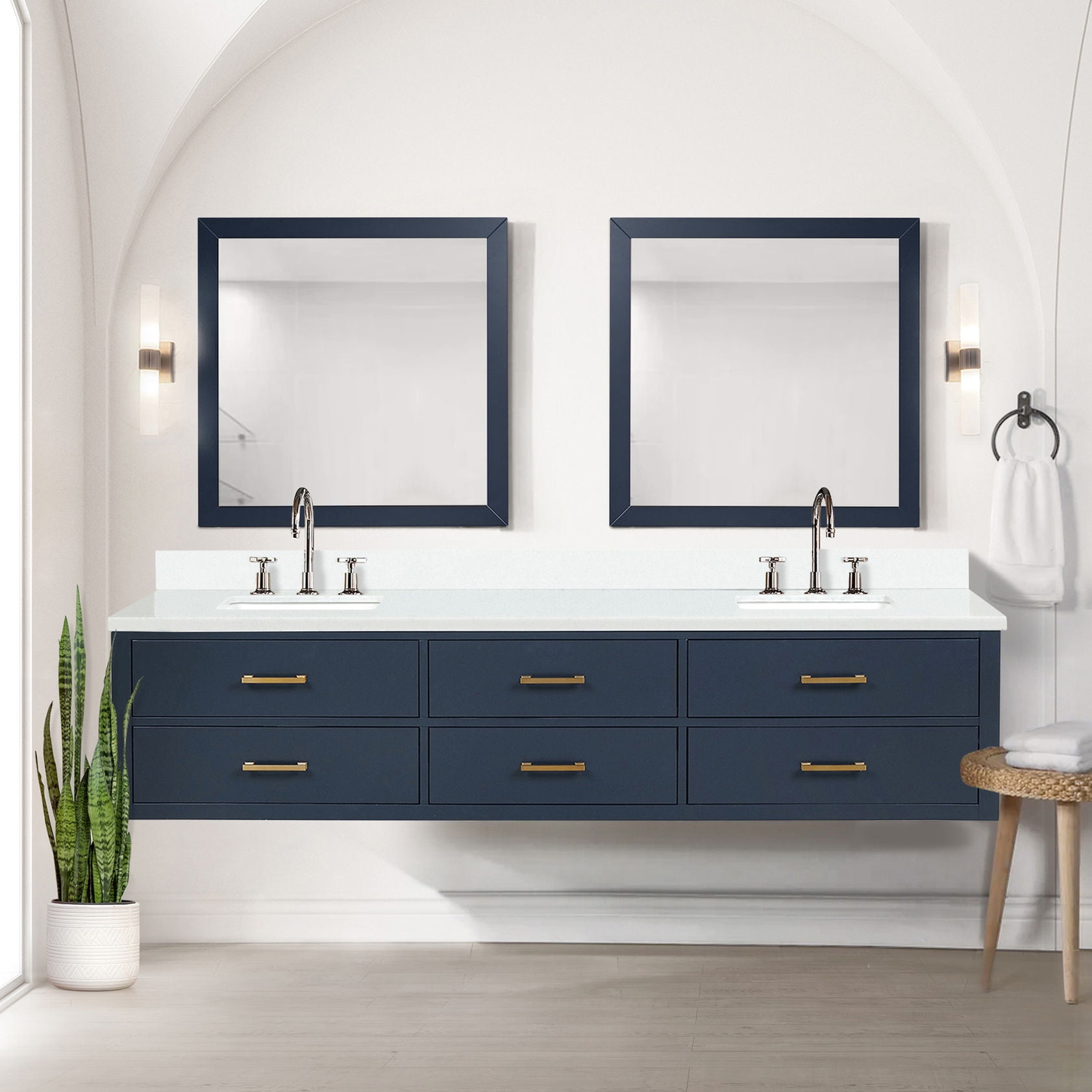 84 in. Wide Blue Bath Vanity with MDF Filler | Suitable for Spacious ...