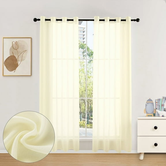 80x200cm Sheer Window Curtains Light Filtering Voile Drapes for Living ...