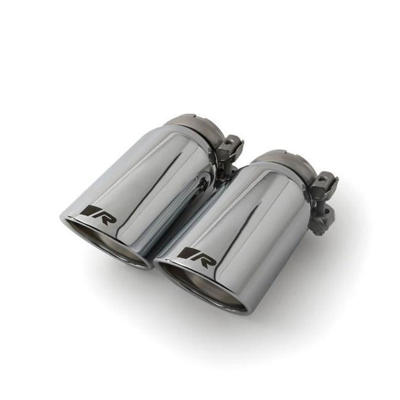 84 mm Stainless Steel Angled Rolled Edge Chrome Tail Pipe Set - Pack of ...