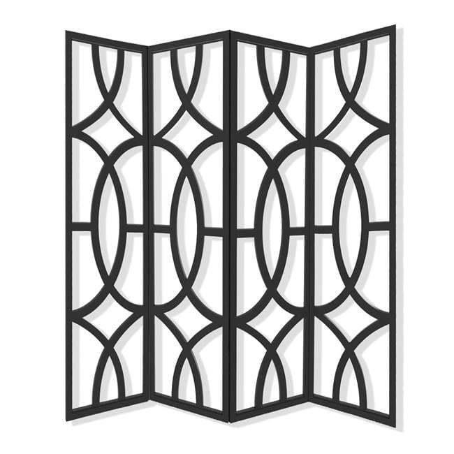 84 x 2 x 84 in. Contemporay Black Wood Screen with 4 Panel - Walmart.com
