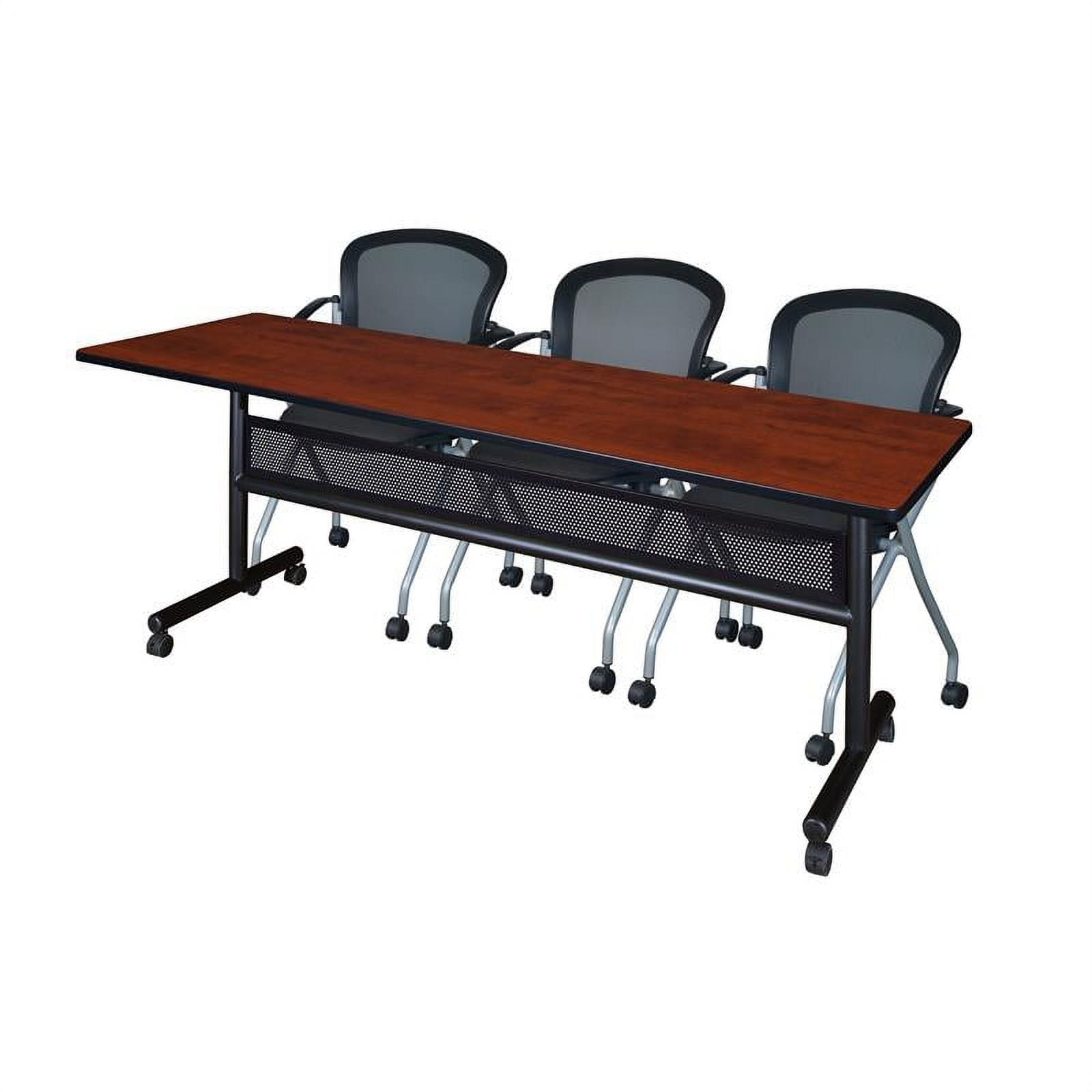 84" x 24" Flip Top Mobile Training Table w/ Divider- Cherry & 3 Nesting ...