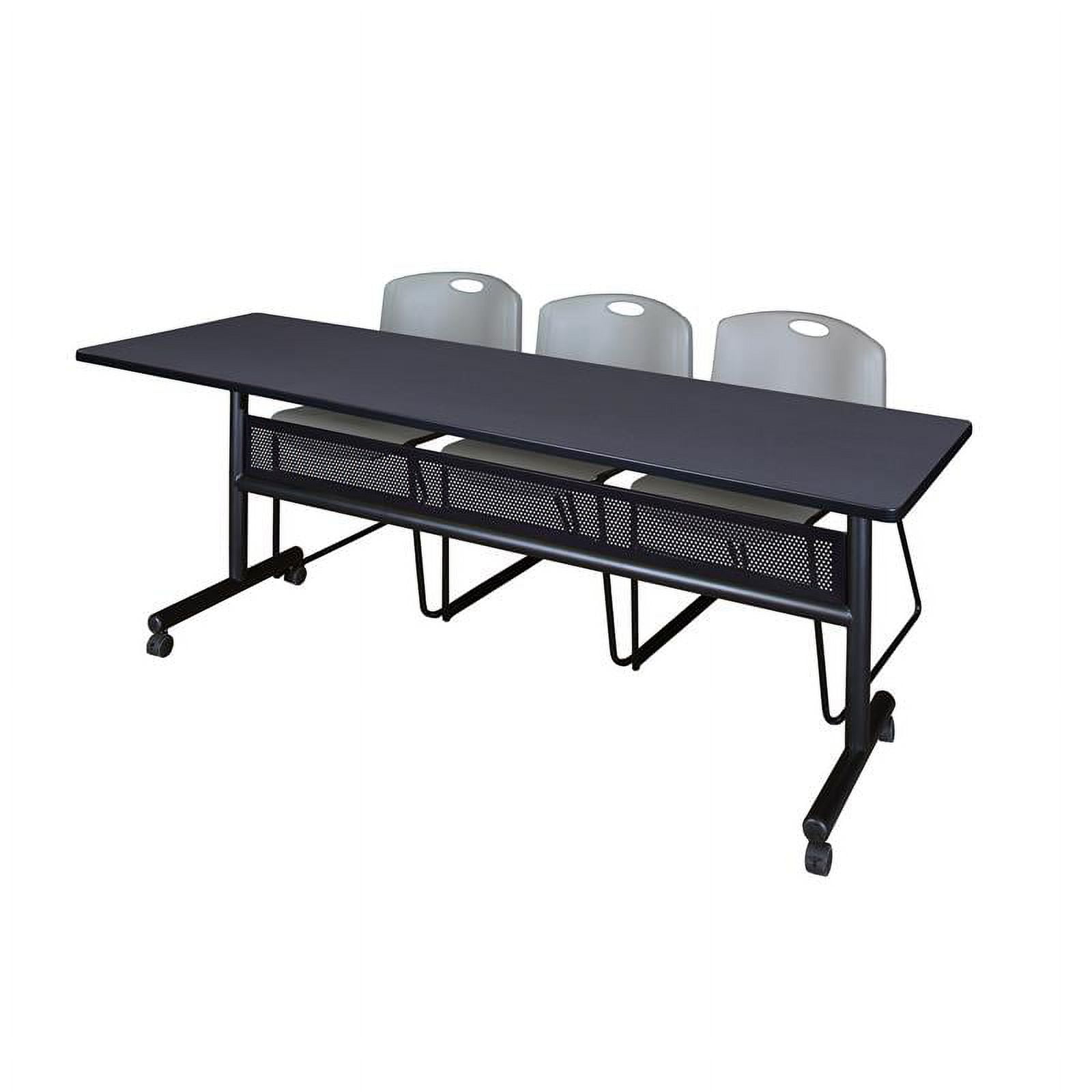 84" x 24" Flip Top Mobile Training Table w/ Divider- Grey & 3 Stack Chairs - Walmart.com