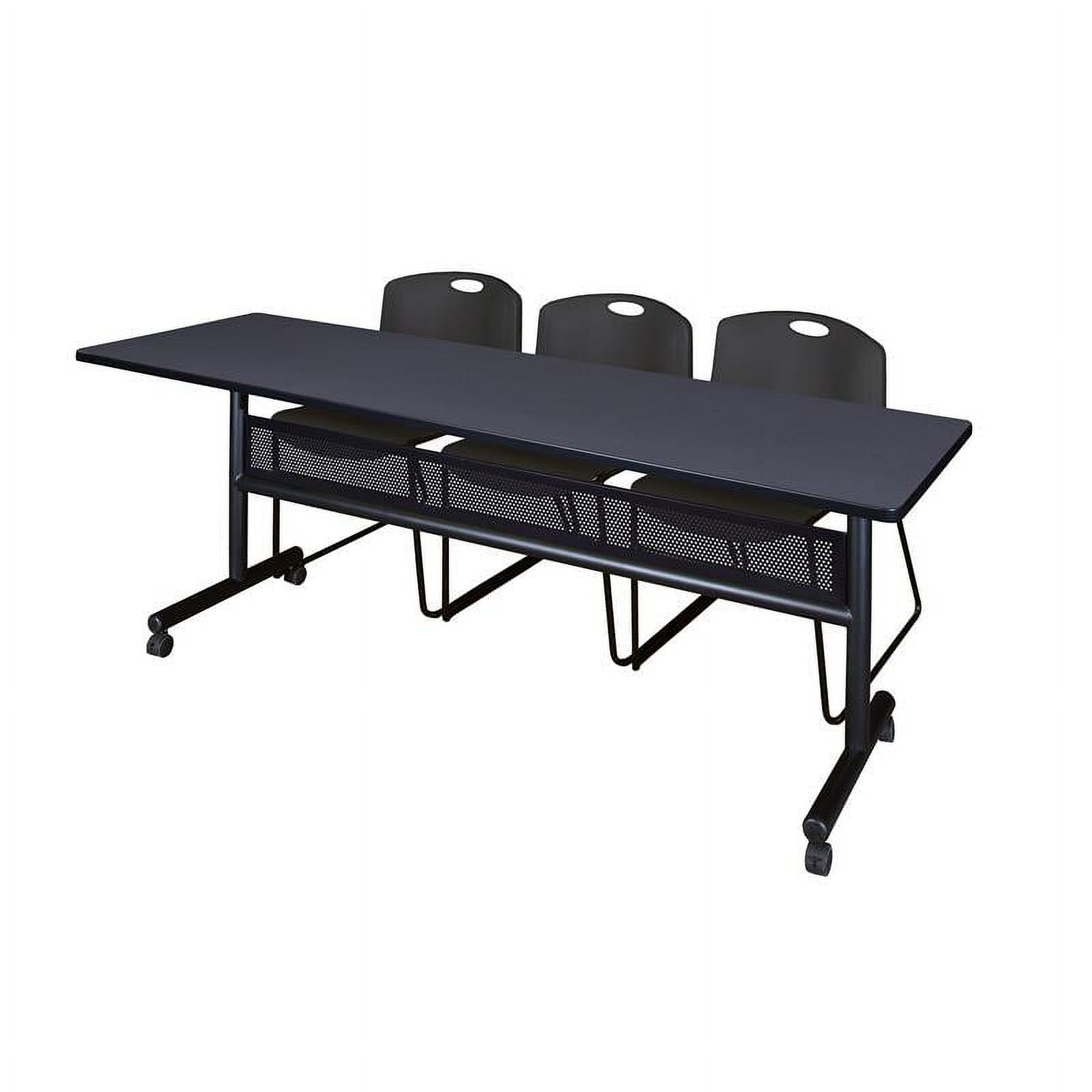84" x 24" Flip Top Mobile Training Table w/ Divider- Grey & 3 Stack ...