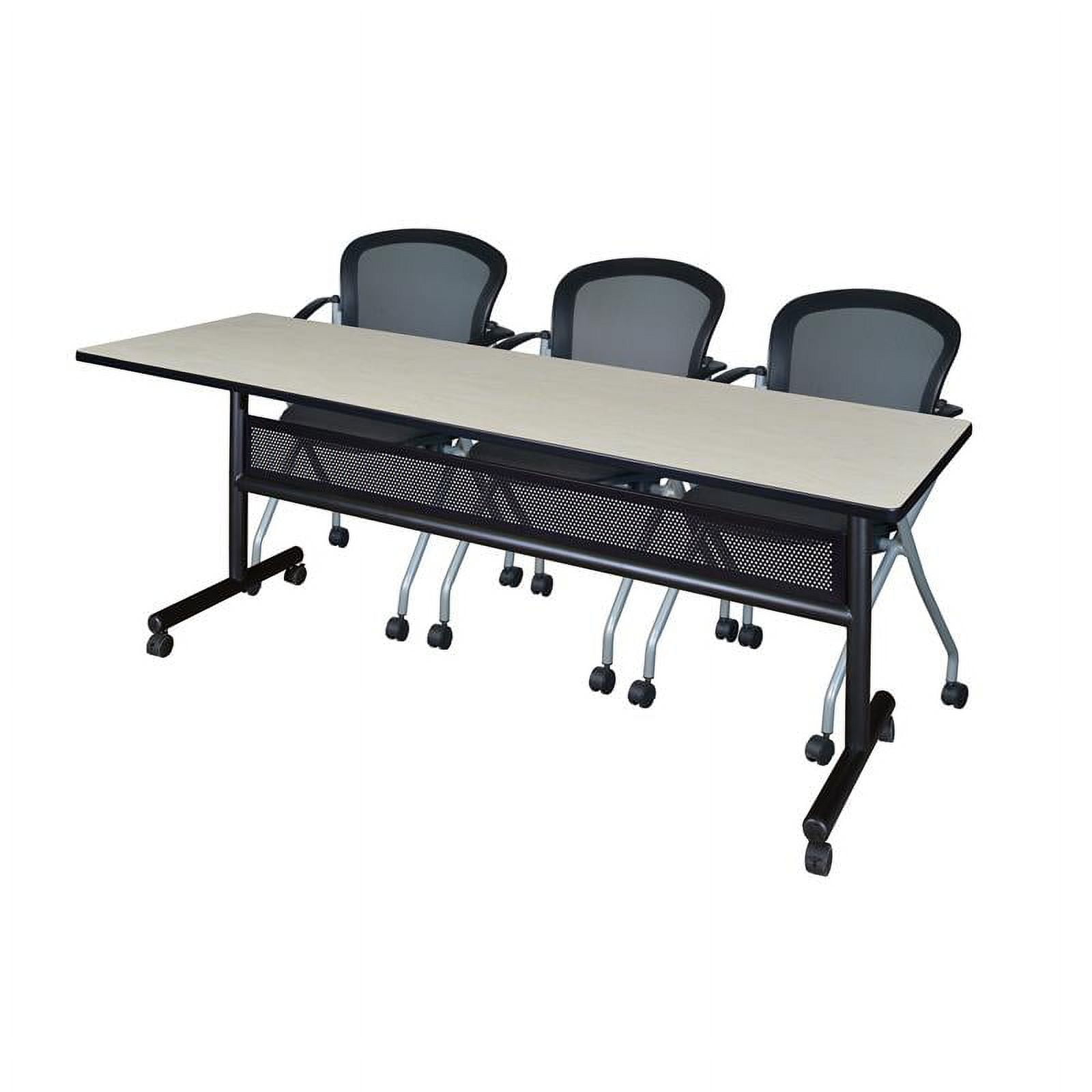 84" x 24" Flip Top Mobile Training Table w/ Divider- Maple & 3 Nesting ...