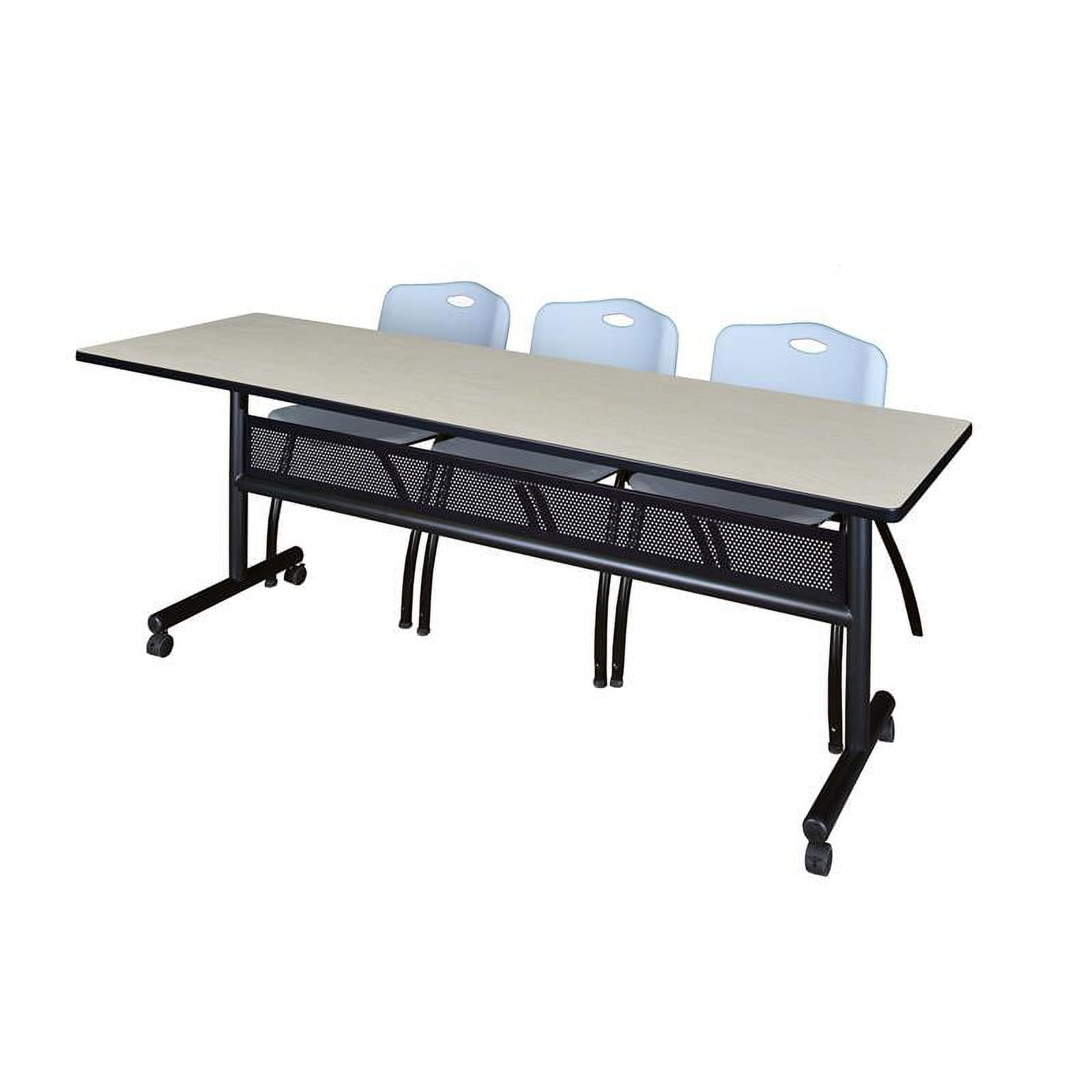 84" x 24" Flip Top Mobile Training Table w/ Divider- Maple & 3 Stack ...