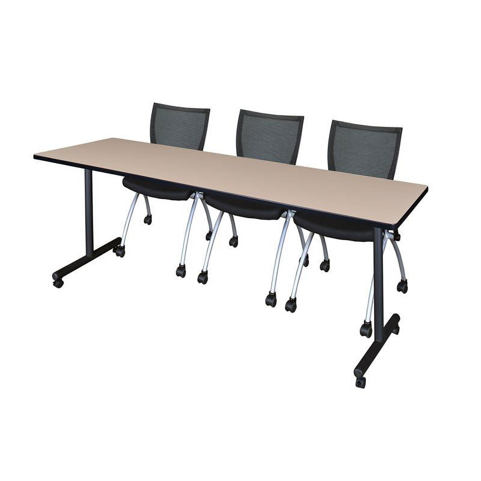 84" x 24" Kobe Mobile Training Table- Beige & 3 Apprentice Chairs ...