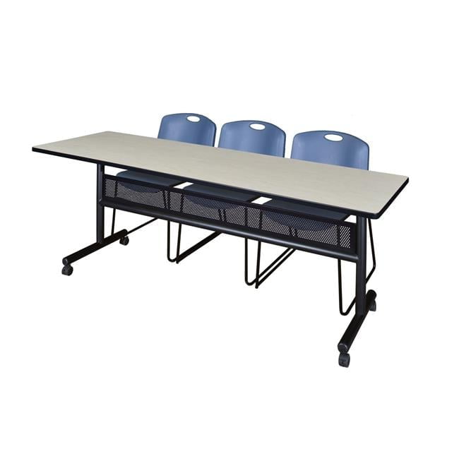84 x 24 in. Flip Top Mobile Training Table with Modesty Panel - Maple ...