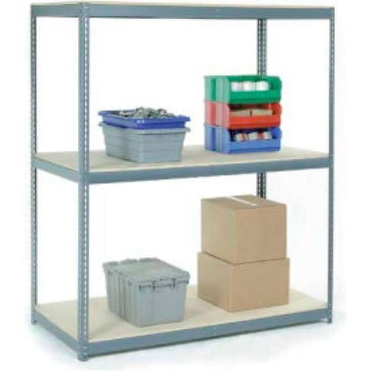 84 x 48 x 48 in. 3 Shelves Wide Span Rack with Wood Deck, Gray ...