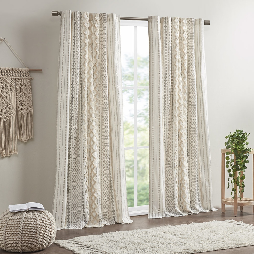 84" x 50" Cotton Printed Curtain Panel, Modern Accent Decor with ...