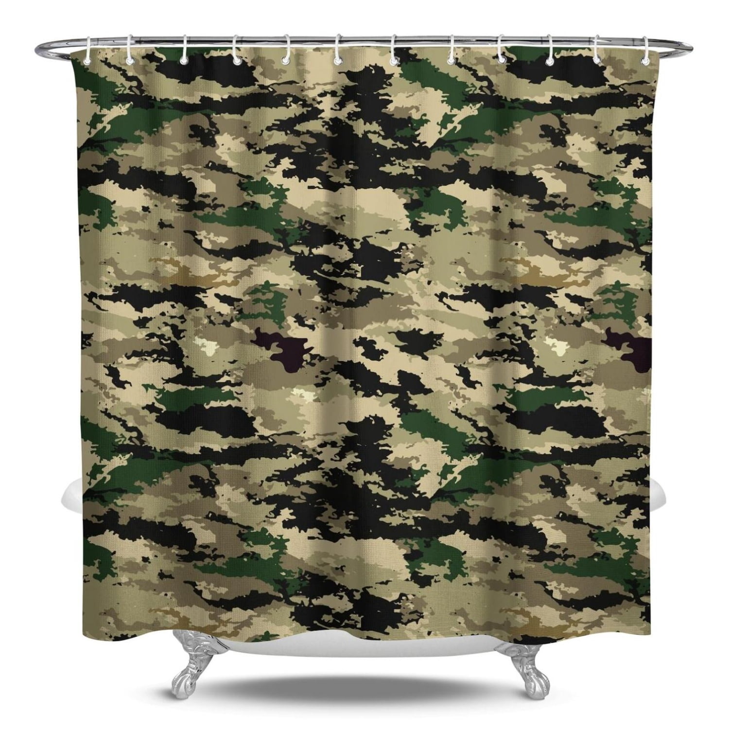 84" x 72" Camo Shower Curtain Waterproof Military Camouflage Tactical ...