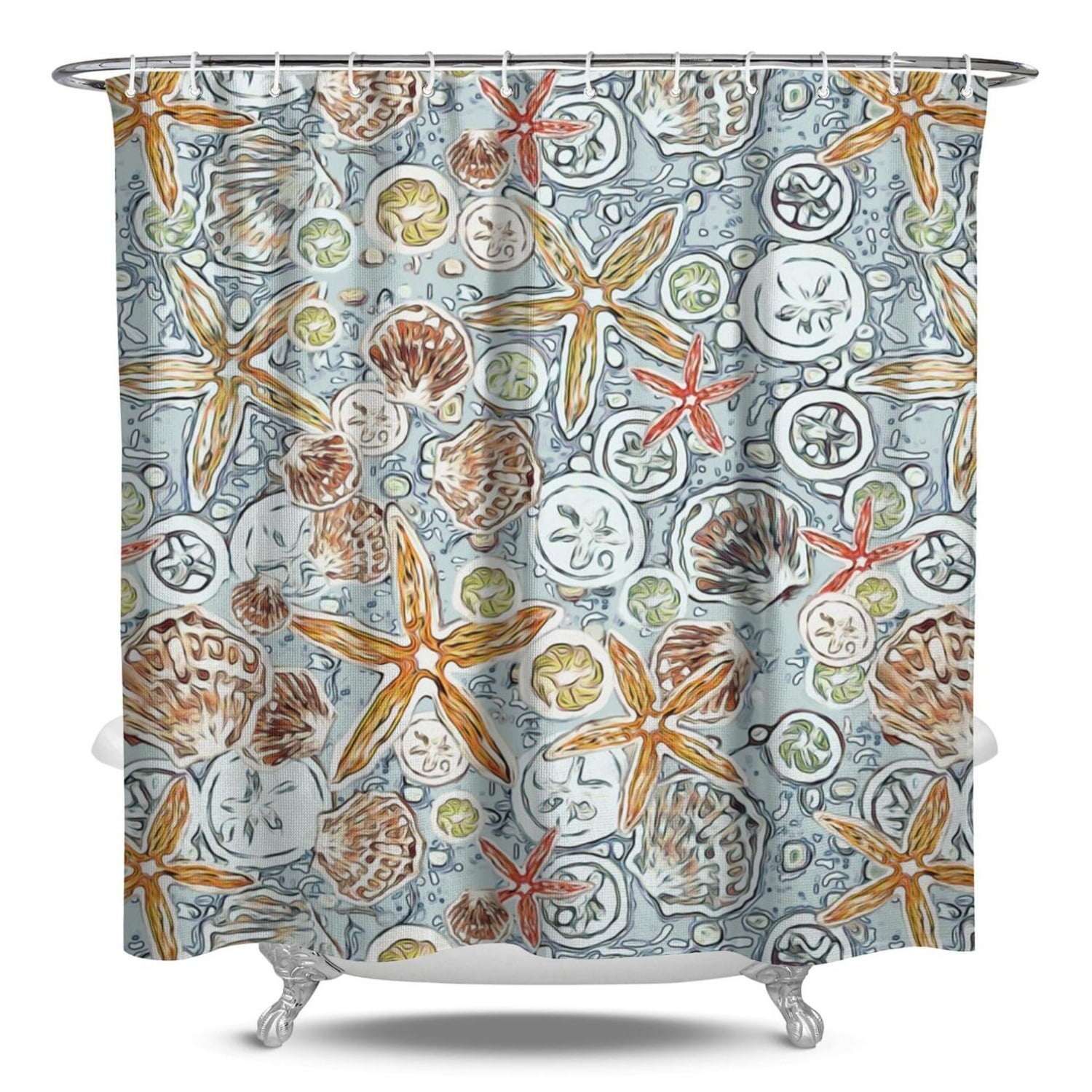 84" x 72" Mermaid & Anchor Shower Curtain Waterproof Quick-Dry ...