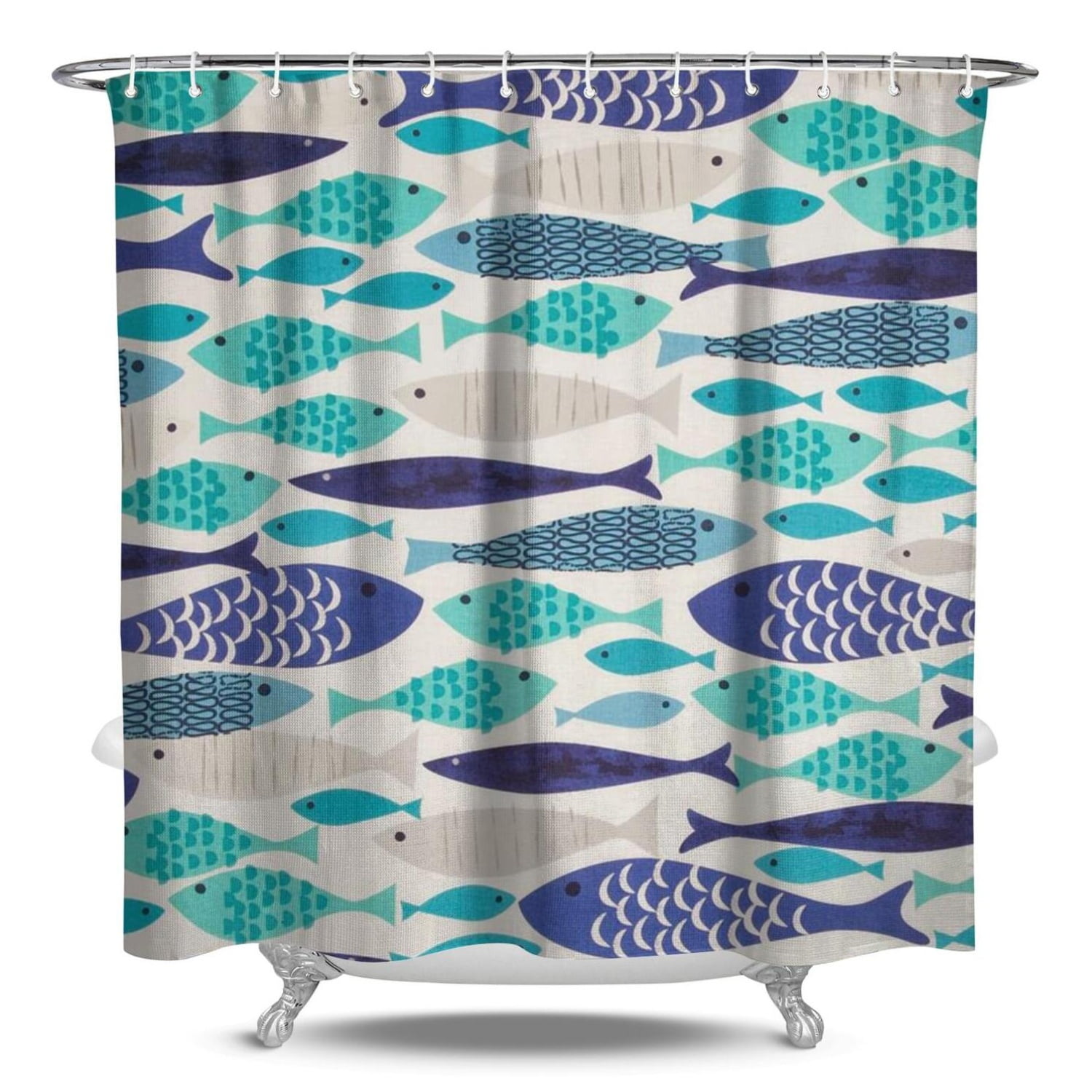 84" x 72" Ocean Fish Shower Curtain Waterproof Beach Coral Tropical ...