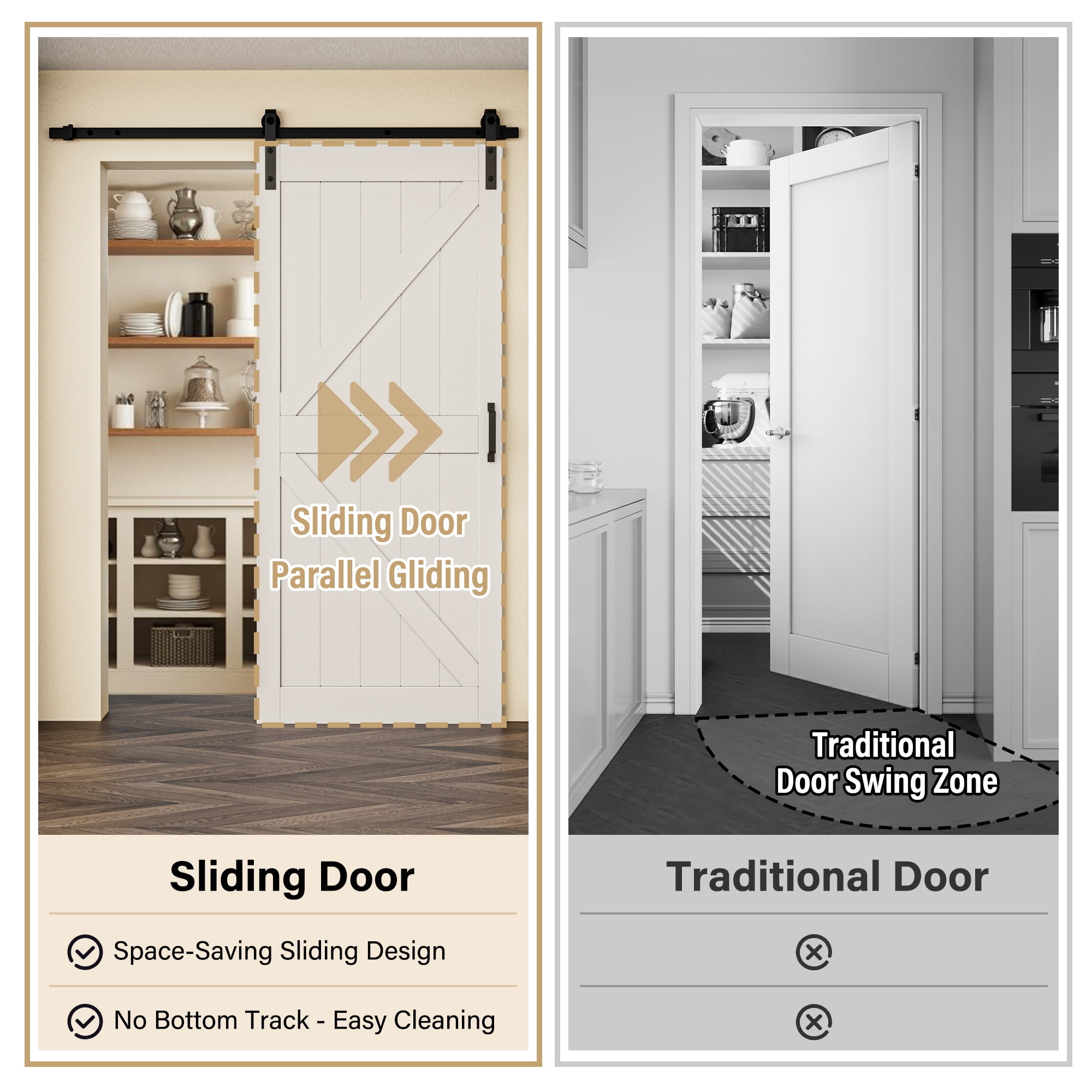 84'' x 84''Modern K Shape Primed Sliding Barn Door with Installation ...