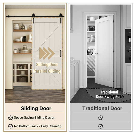 84'' x 84''Modern K Shape Primed Sliding Barn Door with Installation ...