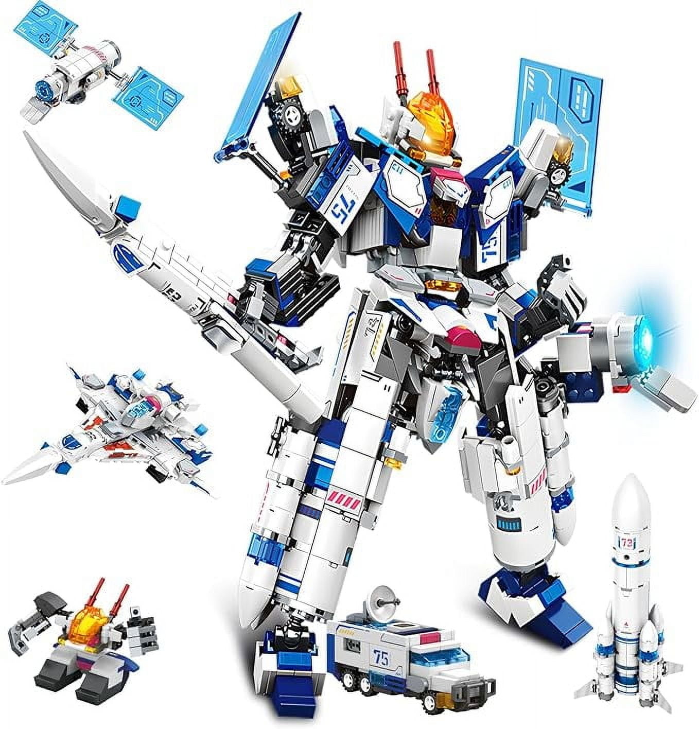 840 Pieces Mecha Robot Transformation Building Set 5 in 1 Aviation Mech ...